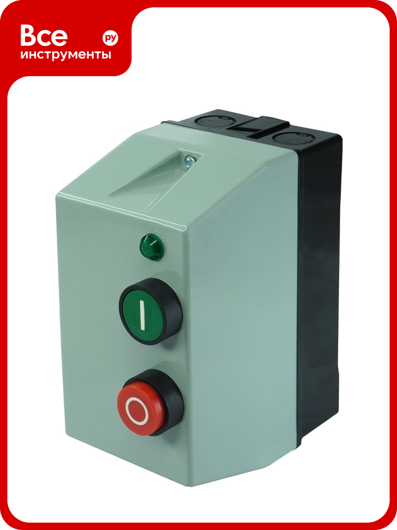 Электромагнитный пускатель Электротехник ПМЛ-1230 УХЛ4 Б, 380В/50Гц, 1з, 10А, нереверсивный, с реле РТЛ-1014-2 7-10А, в корпусе из пластика IP54, с кнопками пуск + стоп и сигнальной лампой, ET546256