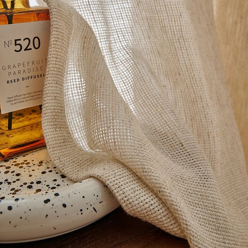 Полузатемняющие шторы из хлопка и льна для гостиной, спальни