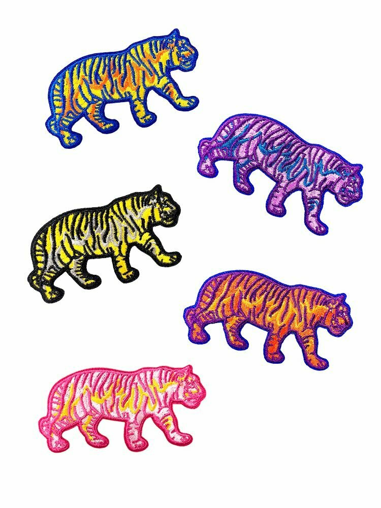Набор нашивок Тигр, 75x41 мм, Термоклеевая заплатка на одежду, Термоаппликация