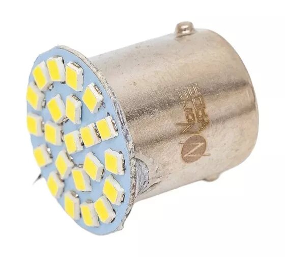 Светодиод G18.5 22SMD(size 3020) 12V R10W BA15s белый 1.4W 66lm (YADA)