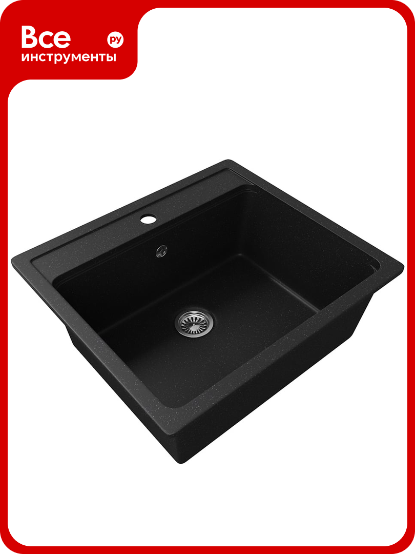 Кухонная мойка Teymi Helmi 57x50, черная матовая T120107 ЦБ-00266890, износостойкий
