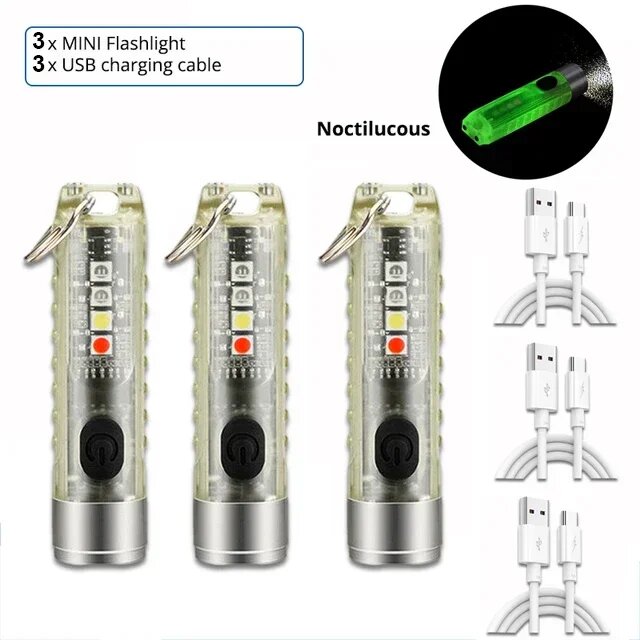 Мини-фонарик Noctilucous, 3шт, цвет Y41, USB-C