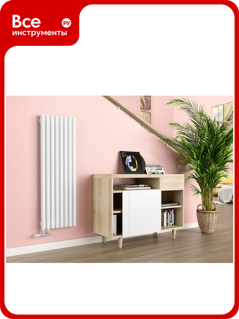 Трубчатый радиатор с прямоугольным профилем 60x30 GUARDO RETTA 6P 1500 мм высотой, 280 мм шириной, 6 секций