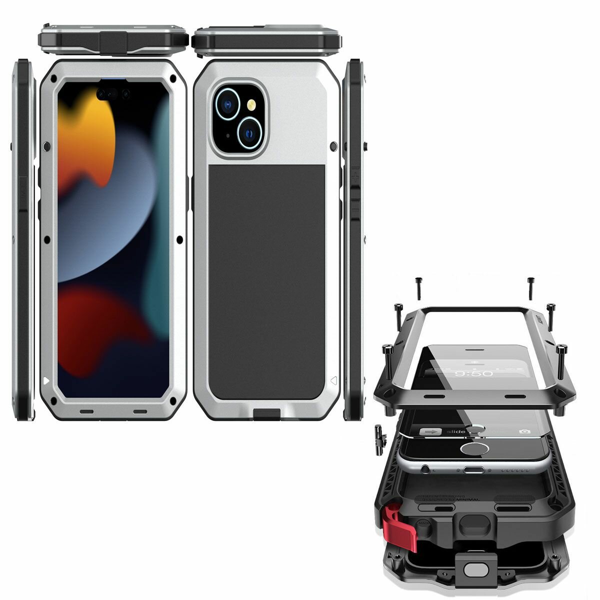 Бронированный противоударный чехол Taktik Extreme для samsung s21 алюминий, серебристый