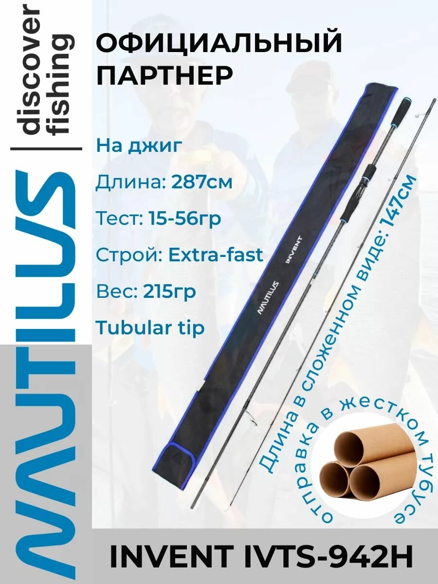 Спиннинг Nautilus Invent IVTS-942H 287см 16-56гр