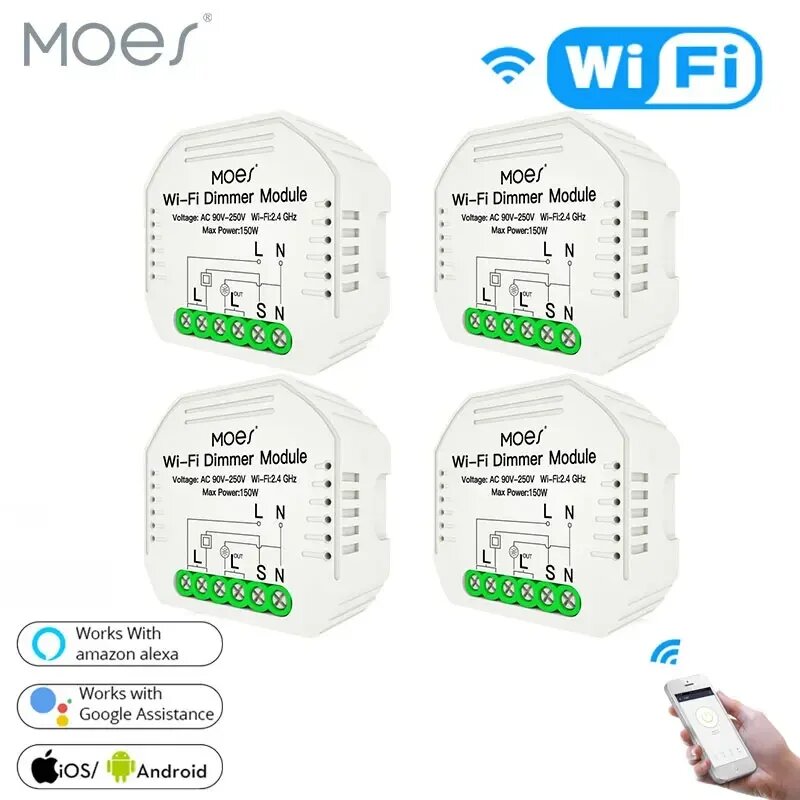 MOES Wi-Fi диммер для умного дома 4 PCs