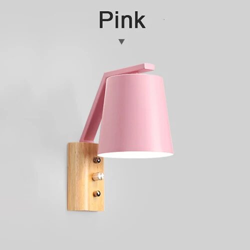 Креативная настенная лампа в скандинавском стиле, индивидуальные деревянные бра для зала, спальни, коридора, ванной, светильник для стены для чтения, without bulb, Розовый, Розовый