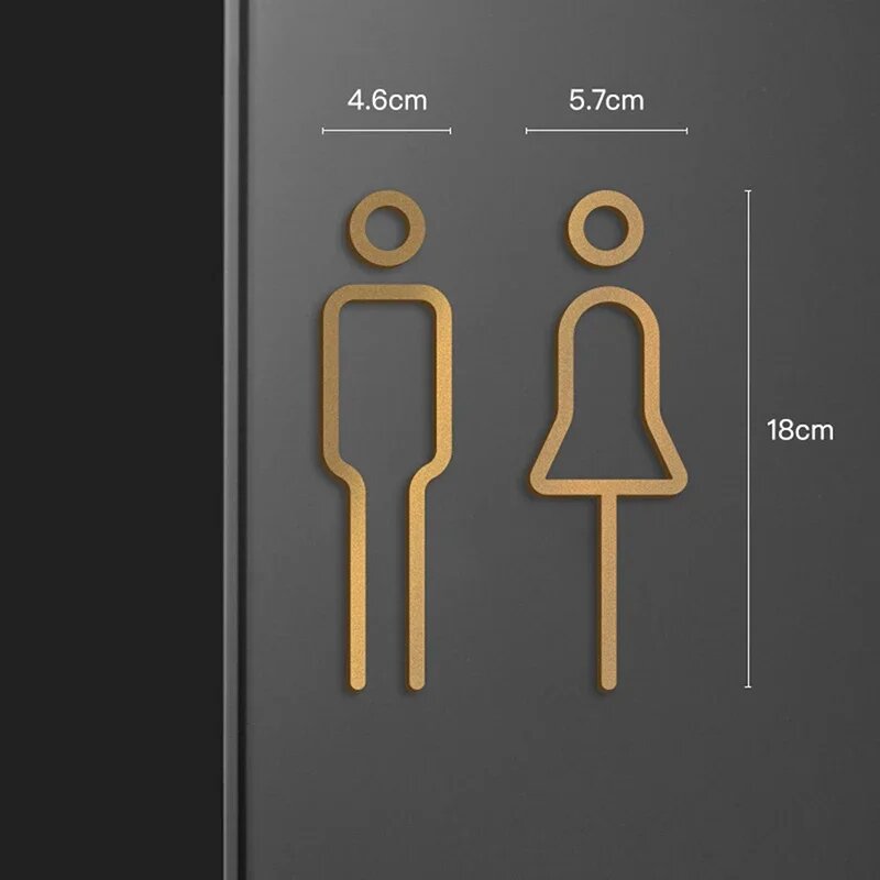 Акриловые таблички для туалета мужские и женские, Gold