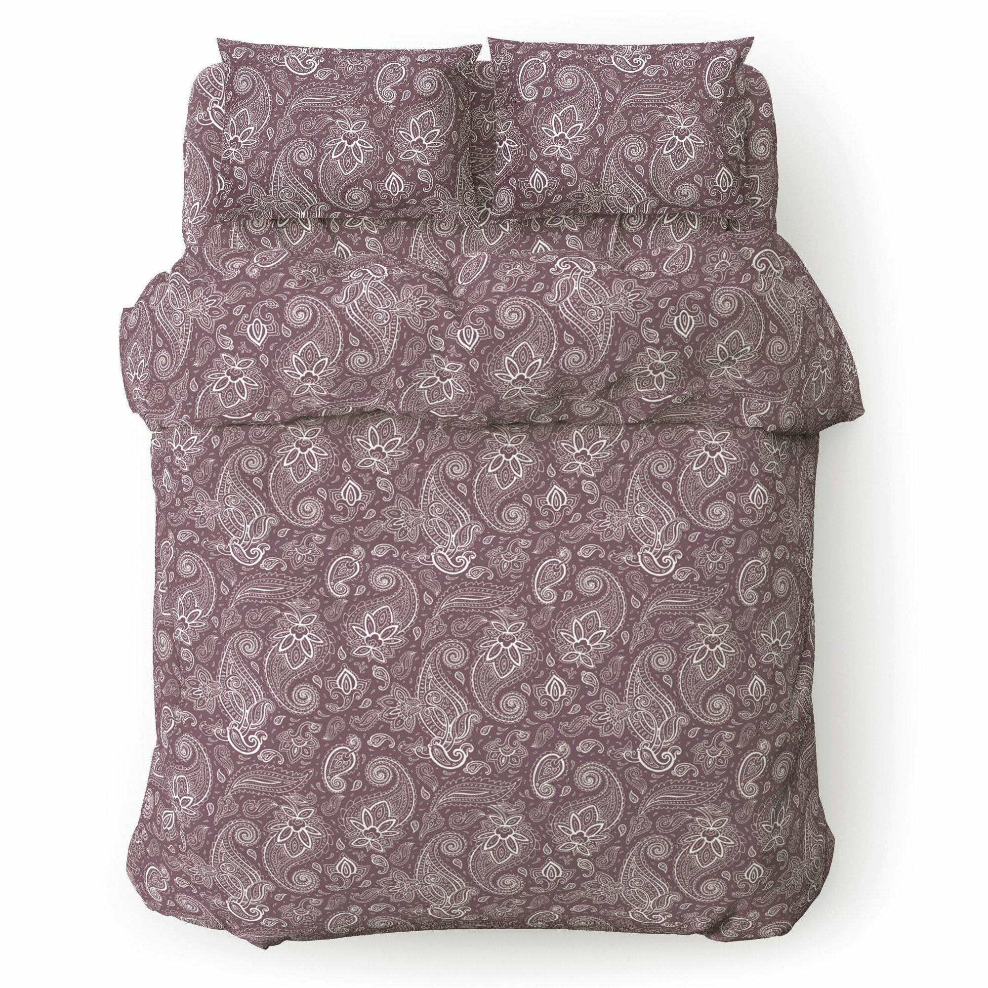 Постельное белье, комплект 1,5 спальный "Восточные огурцы, коричневый", 4 предмета, бязь 121г/м2, наволочки 70х70см