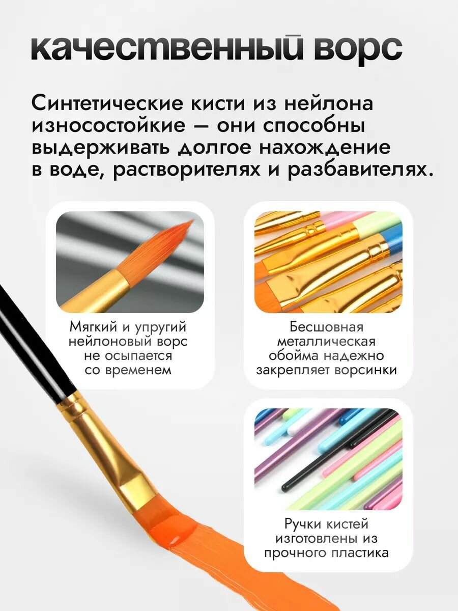 Кисти для рисования художественный набор 10 шт. ручная роспись чёрный металл