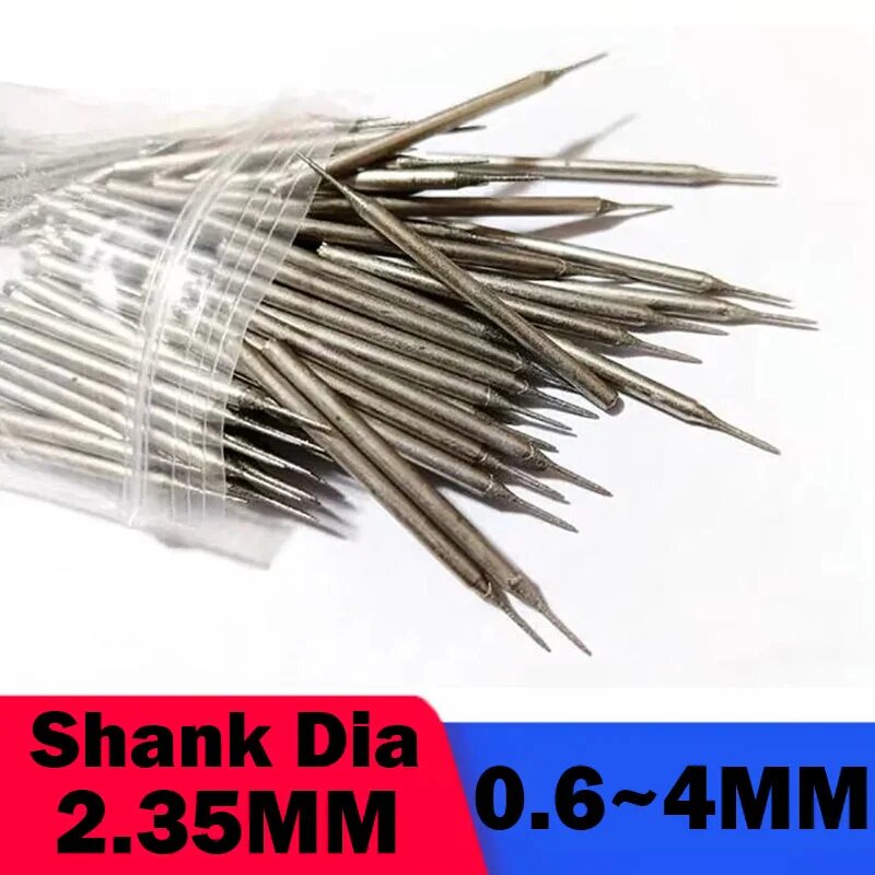 Алмазное сверло 0,4-3 мм для Dremel 2,35 мм 0.8mm, 10Pcs