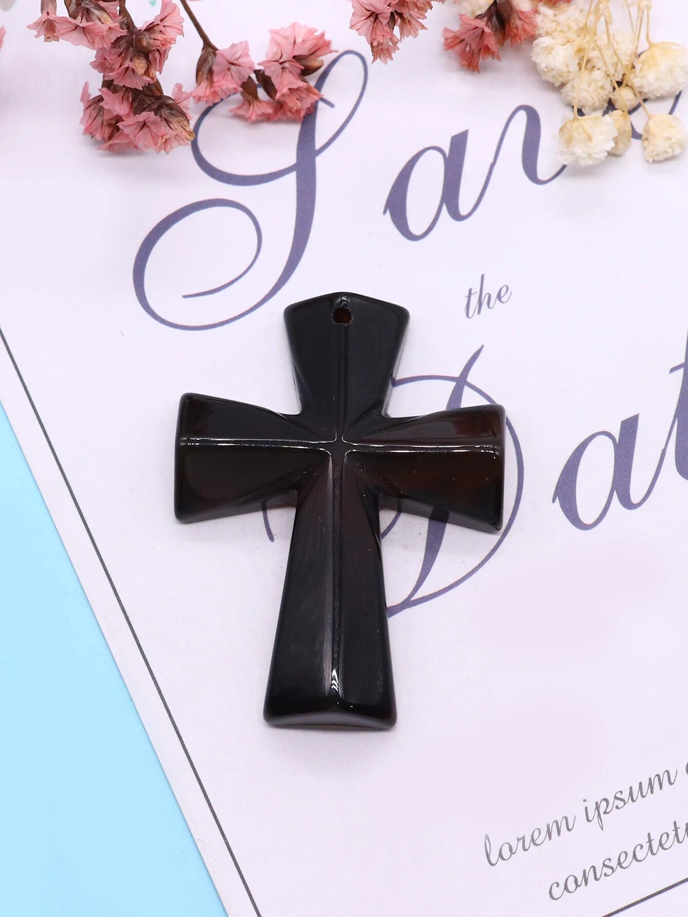 Крестообразные бусины из полудрагоценных камней, 1 шт. Черный, Black Agate