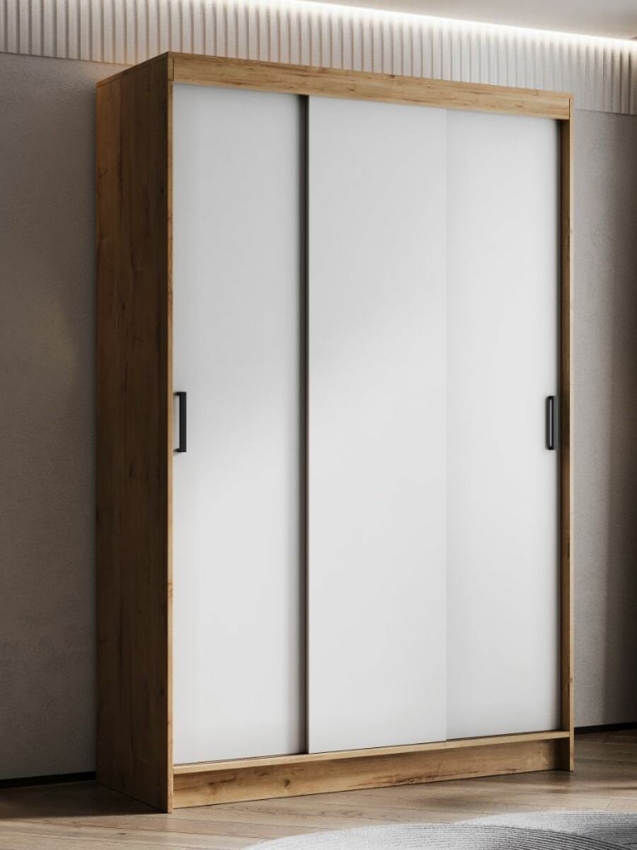 Шкаф-купе Бруно-1 дуб вотан/белый ЛДСП 1310х2000х502 для дома и дачи