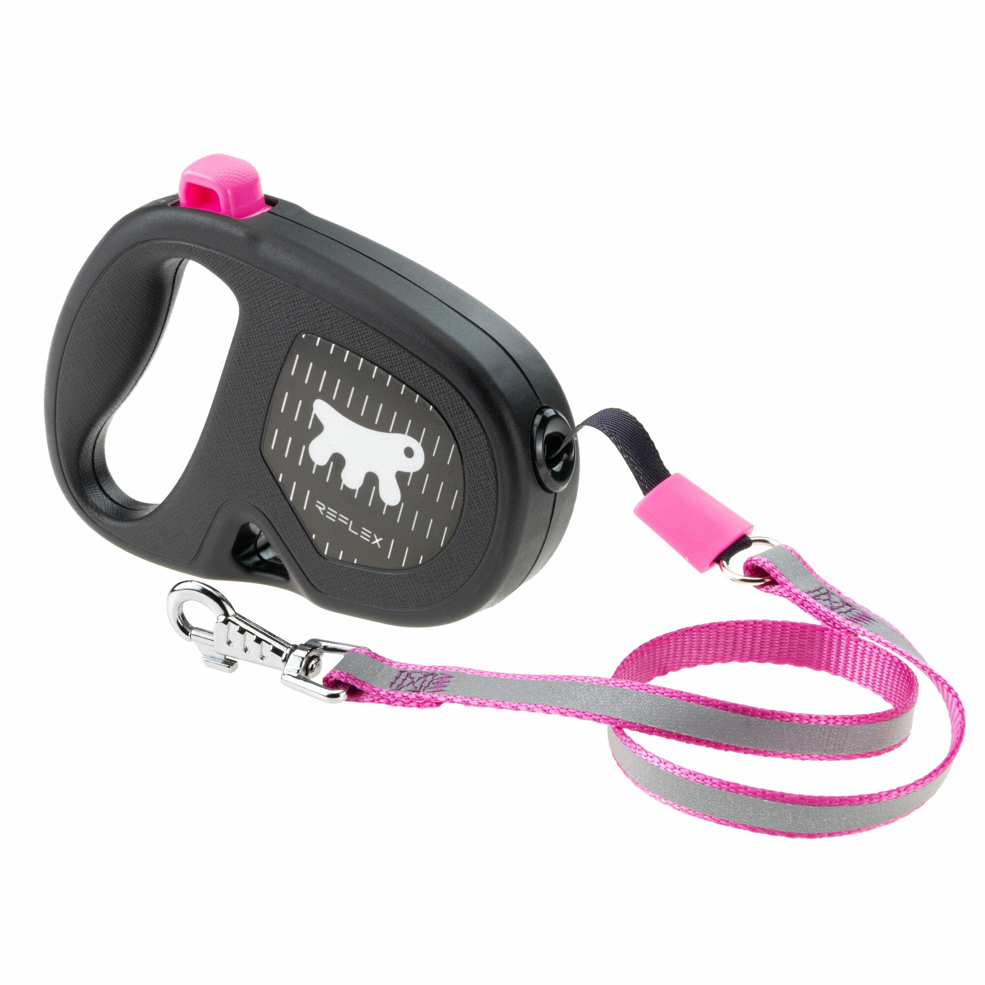 Поводок-рулетка светоотражающая Ferplast FLIPPY ONE Reflex S фуксия, лента 4м, 15 кг