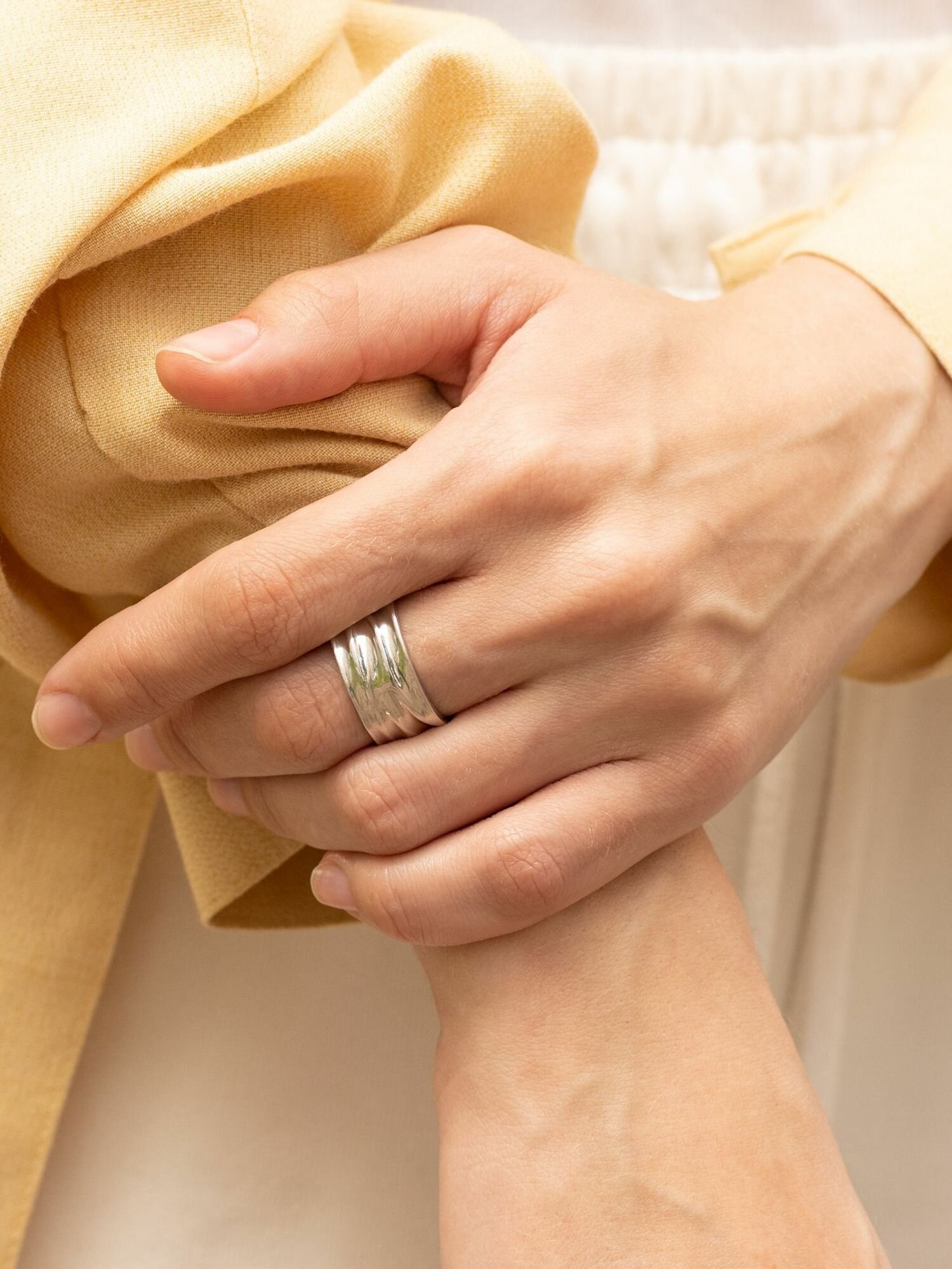 Кольцо широкое, тонкое, серебро, 925 проба, родирование