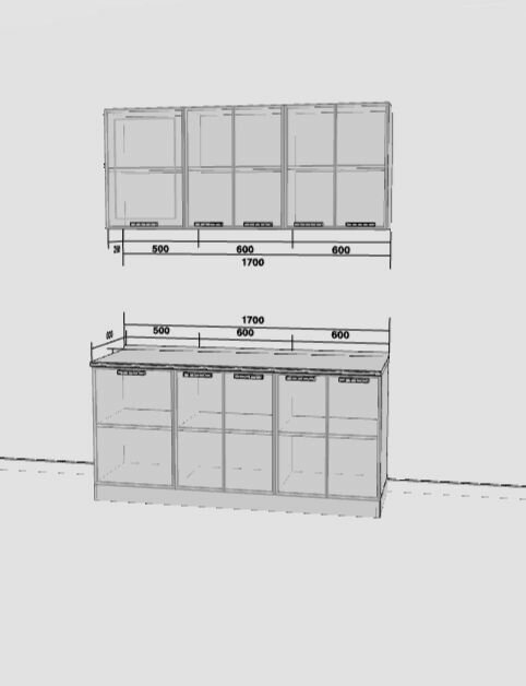 Кухонный гарнитур "Мальва" Без Столешницы ЛДСП, 1,7 м