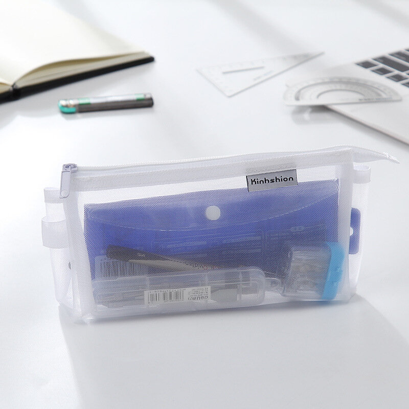 Пенал, для карандашей, прозрачный, сетчатый, 23x12 см