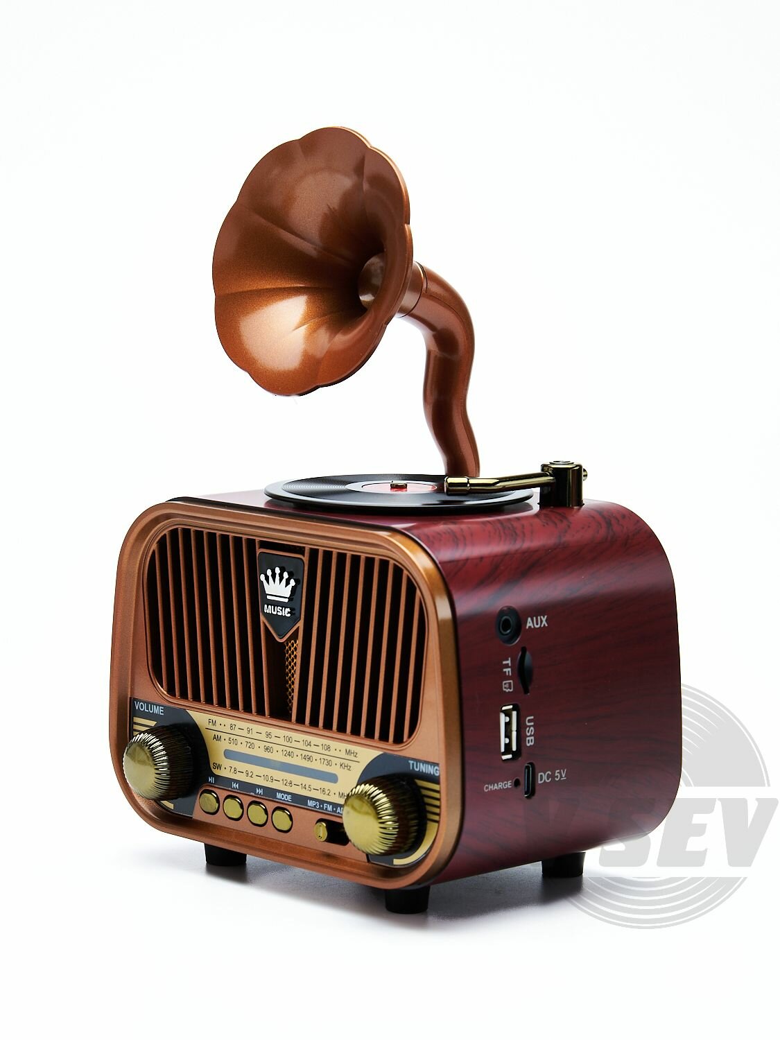 Портативная колонка- ретро радио с поддержкой Bluetooth, USB и MicroSD Meier MD-1319BT