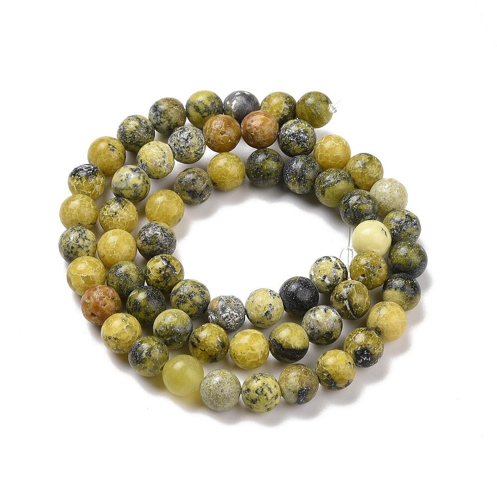 Бусины каменные, бирюза африканская желтая (яшма), 10мм, 37 шт, низка