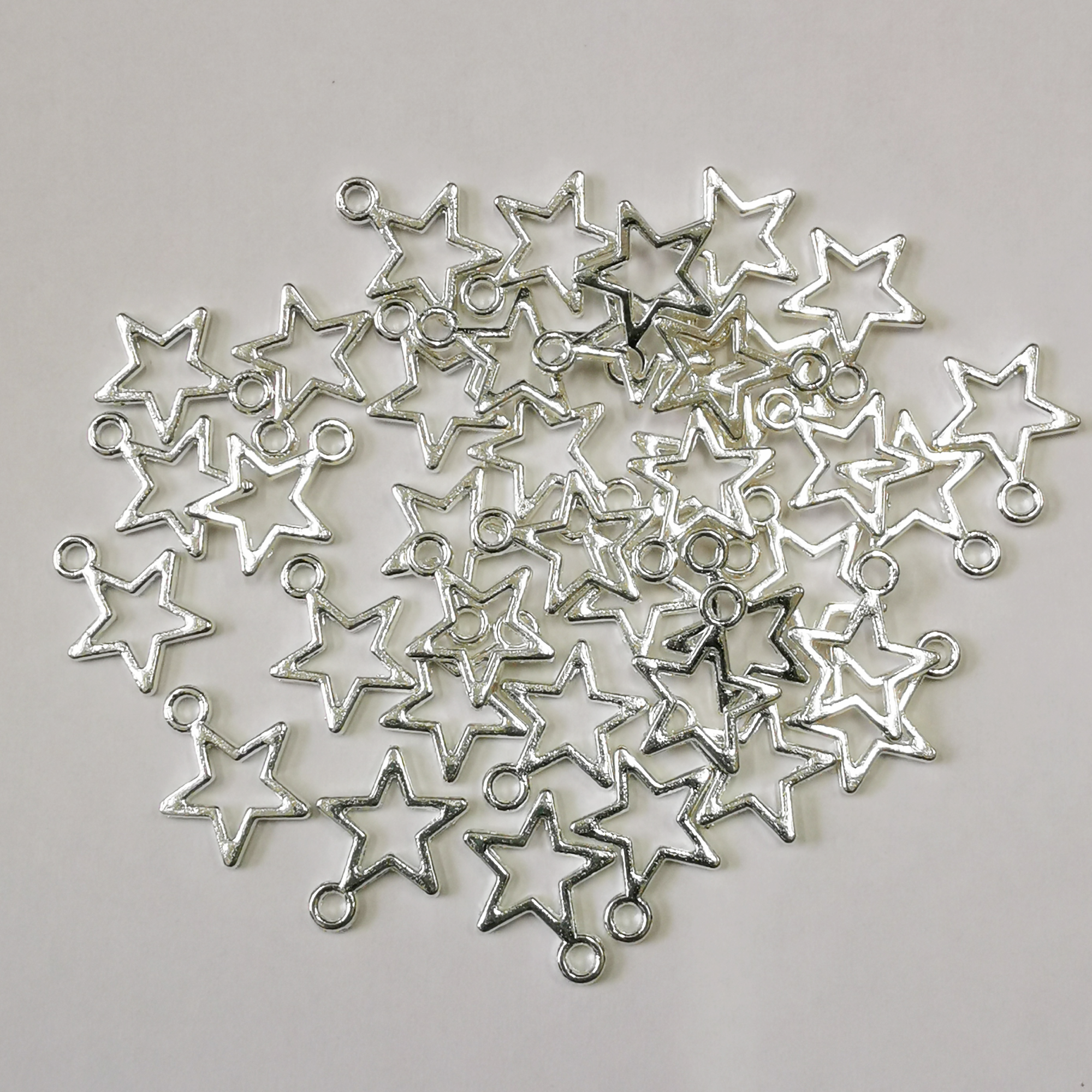 Подвеска, 15х12мм, звездочка, базовый материал - цинковый сплав, серебристого цвета, 15 грамм