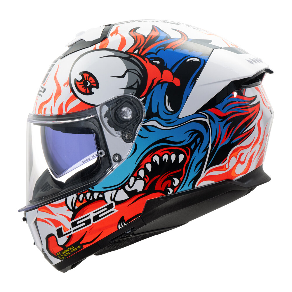Мотошлем LS2 FF808 STREAM II INFERNO (бело-голубой, M)
