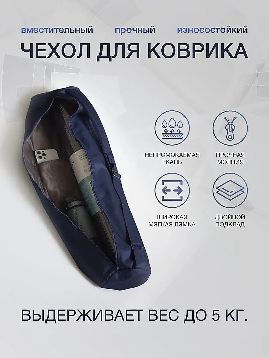 Чехол сумка для коврика Yogamatic, курточная ткань, влагозащитная, для йоги и фитнеса, синий
