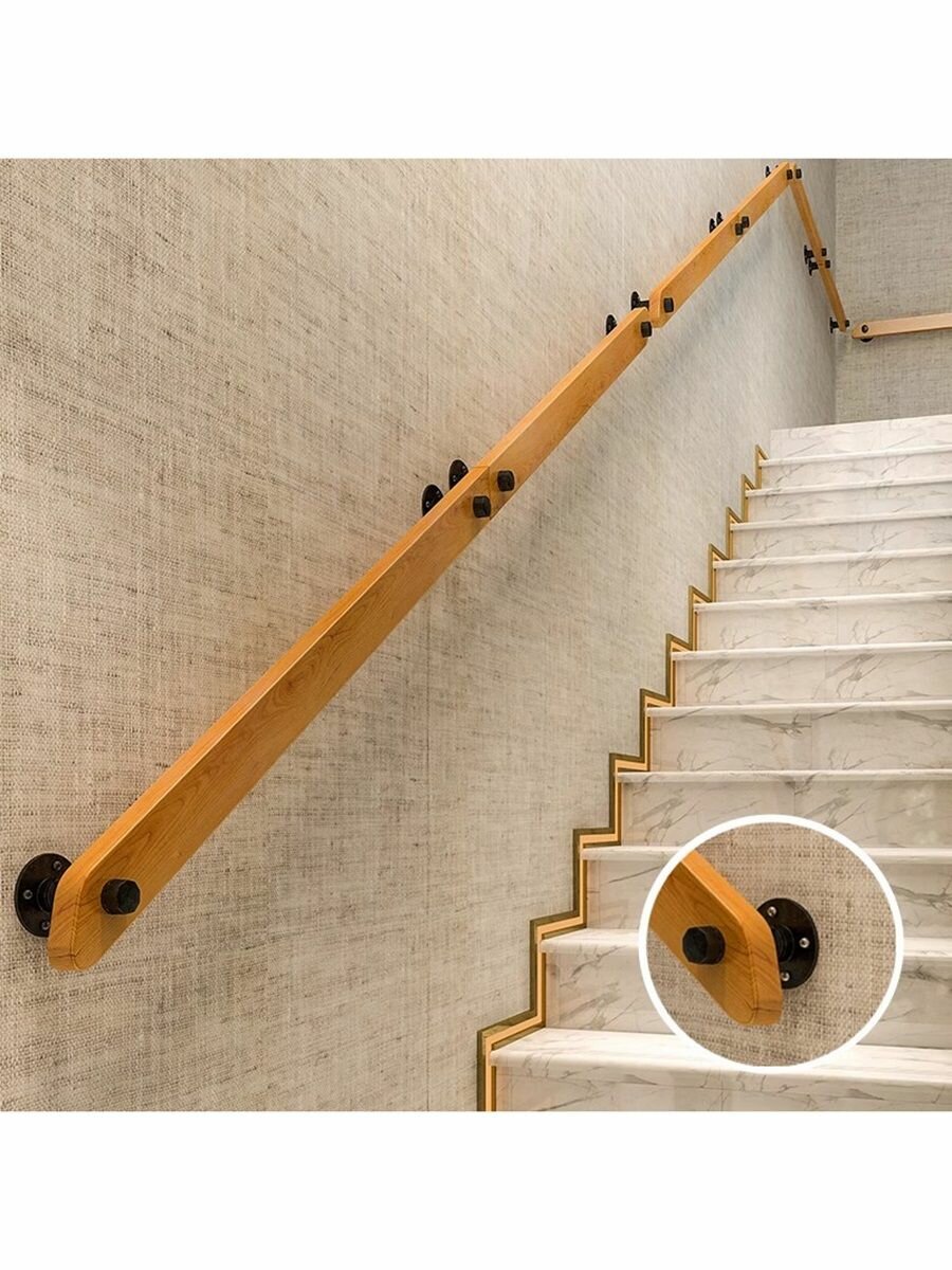 QIKIOB Поручень пристенный, наружные лестничные ограждения, поручень универсальный Массив дерева