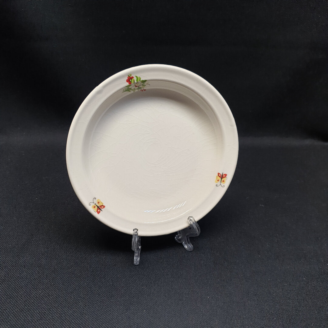 Пирожковая тарелка Конаково, фарфор деколь 15 см, кракелюр, винтаж СССР