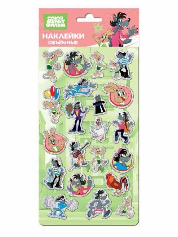 Наклейки объемные ND Play "Ну, погоди!", 1 лист, 80 наклеек