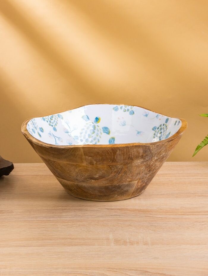 Салатник Черепаха и цветы , 29 29 11 см, дерево манго