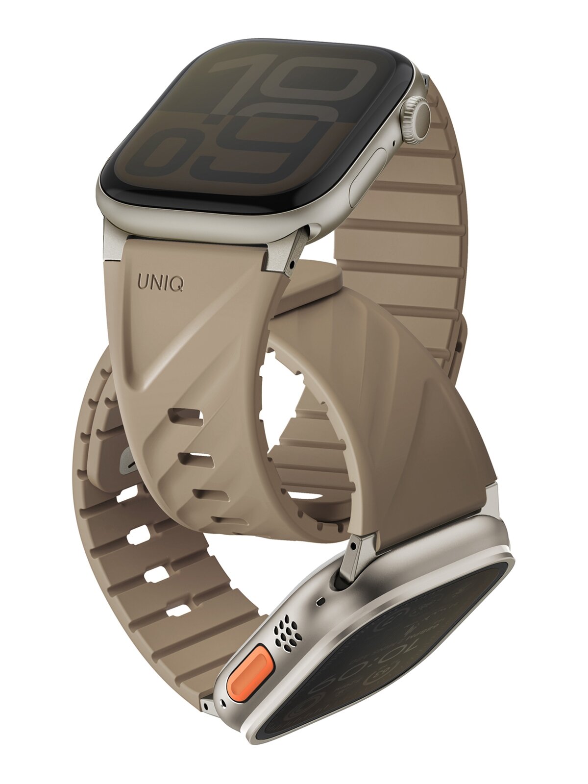 Uniq ремешок для Apple Watch 49-40 мм, FLUO Silicone Rubber, Soft Sand