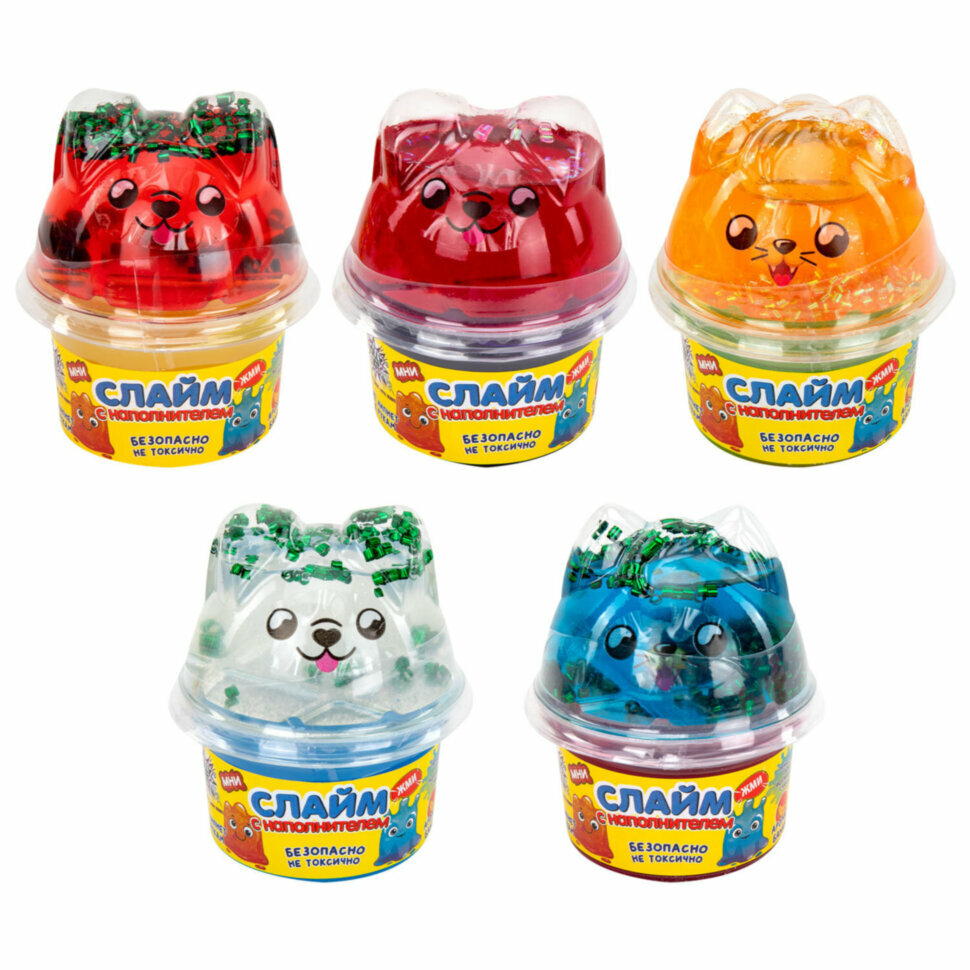 Слайм с наполнителем, 200 г, ассорти 5 видов, JOLLY JOT (джолли джот), 665948, 10 штук, 665948