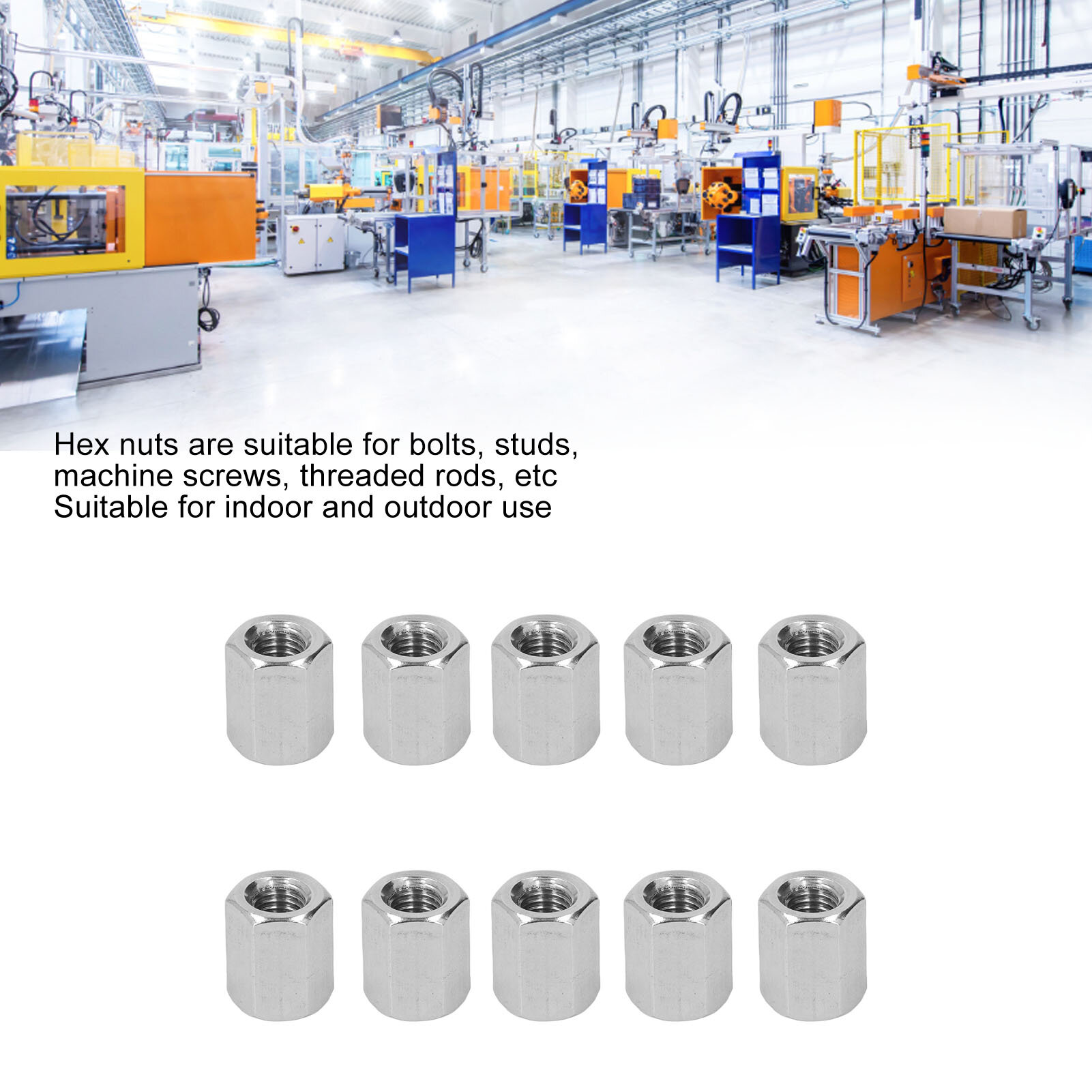 10 шт. шестигранная стяжная гайка из нержавеющей стали 304, антикоррозионная стяжная гайка M10, комплект для болтов и шпилек