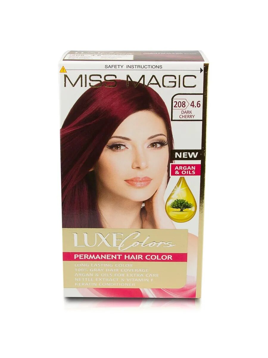 Miss Magic Стойкая краска для волос "LUXE COLORS" 208/4.6- темная вишня
