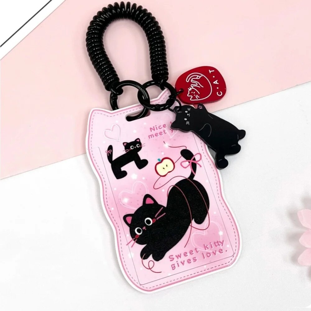Держатель для карт с котиками, розовый, Pink 2