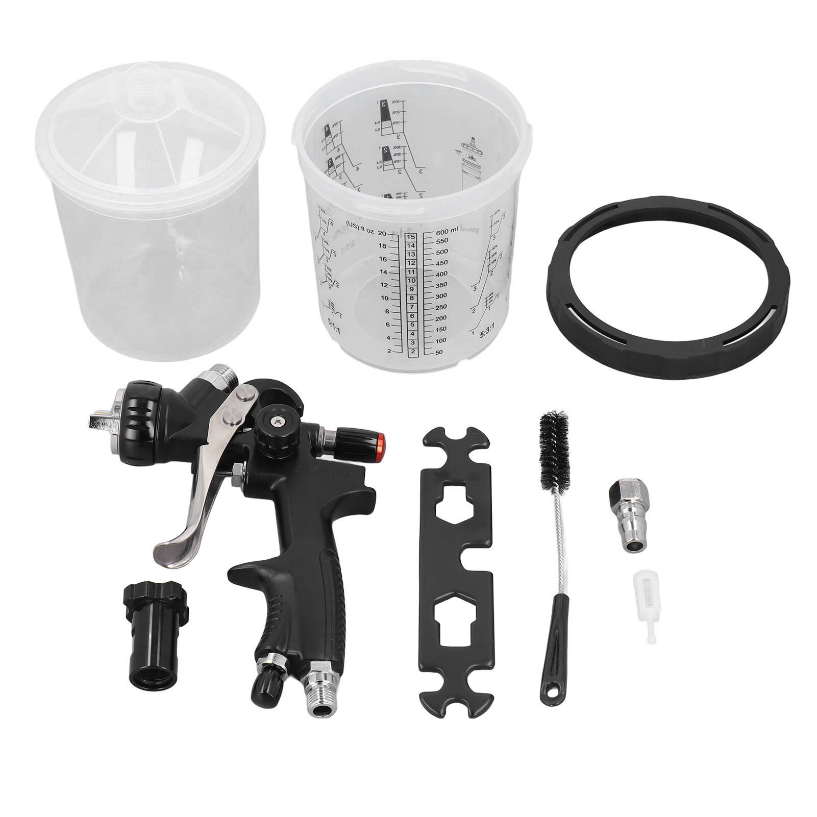 Краскопульт 1/4in, бачок 600мл, сопло 1.3мм, для авто лака, краски