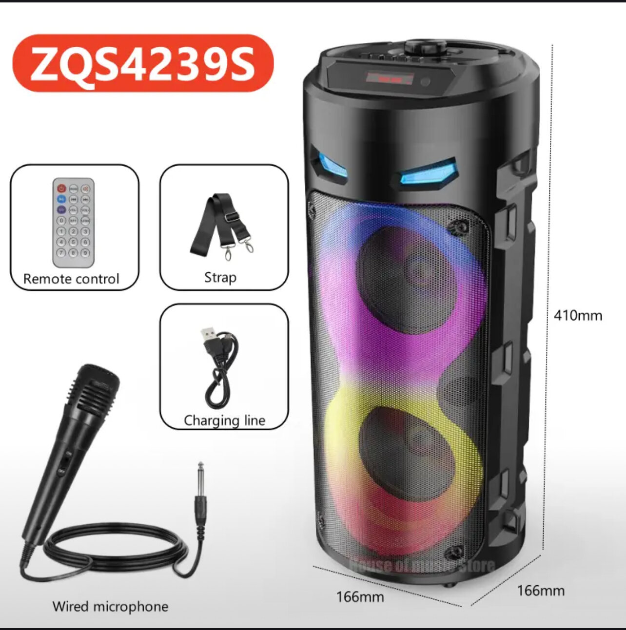 Портативная Bluetooth колонка ZQS-4239 с караоке и светомузыкой: мощный звук и стильный дизайн