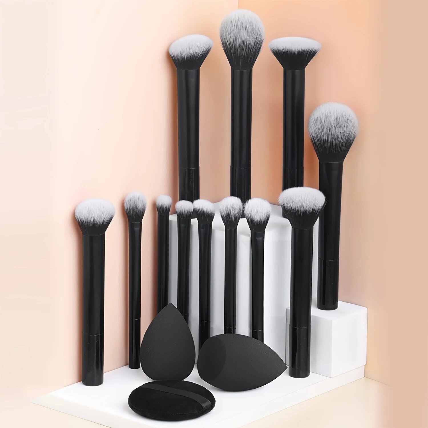 Набор кистей для макияжа 22 шт. с спонжами, ручка Dark gray