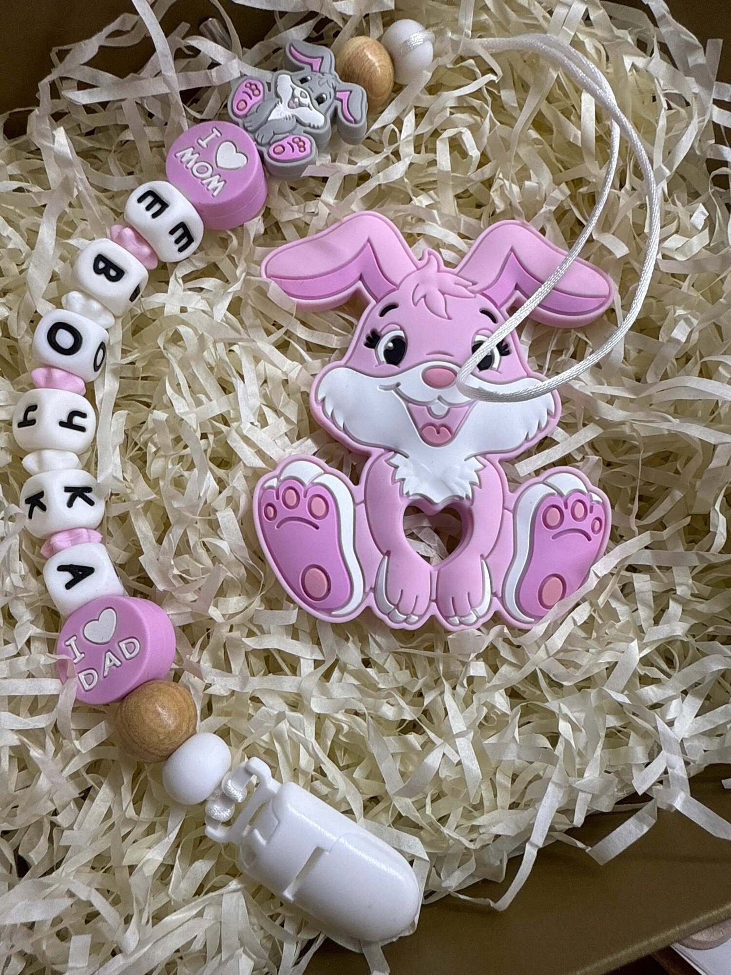 Держатель именной для соски пустышки Евочка Ева