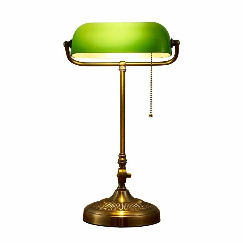 Зеленая лампа настольная ретро банкира винтажная