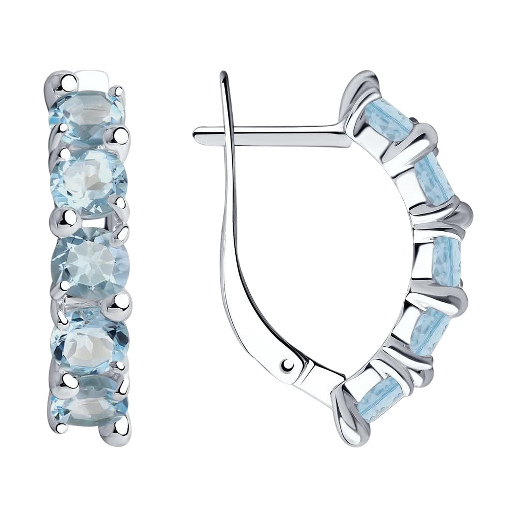 Серьги, серебро, 925 проба, родирование, топаз