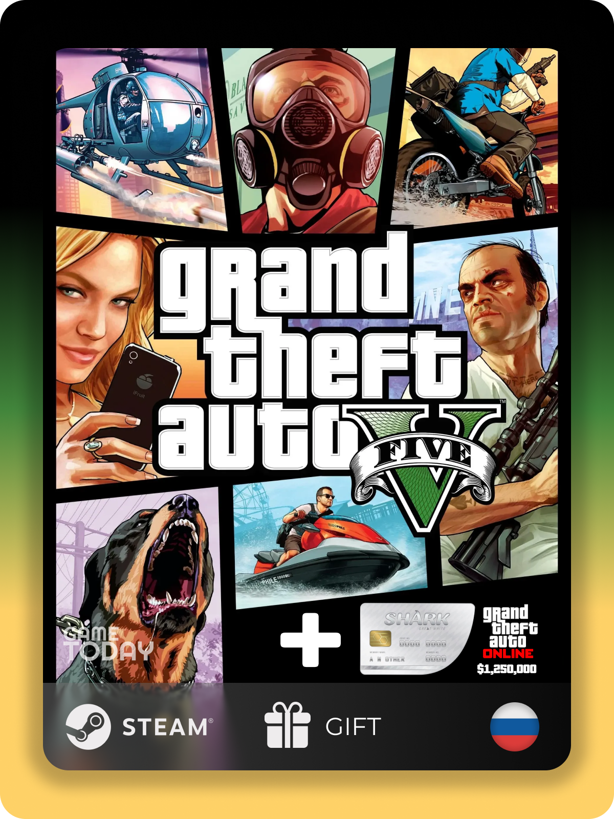 Grand Theft Auto V Enhanced & Great White Shark Card | Игра в Steam | PC | Отправка подарком | Регион активации Россия