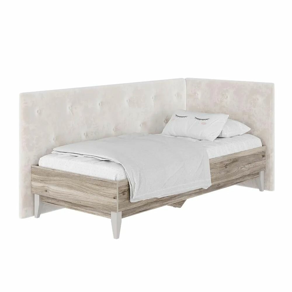 Кровать 0,9 м "Скандика" КР-04 дуб смоки +изголовье + бок (БТС)