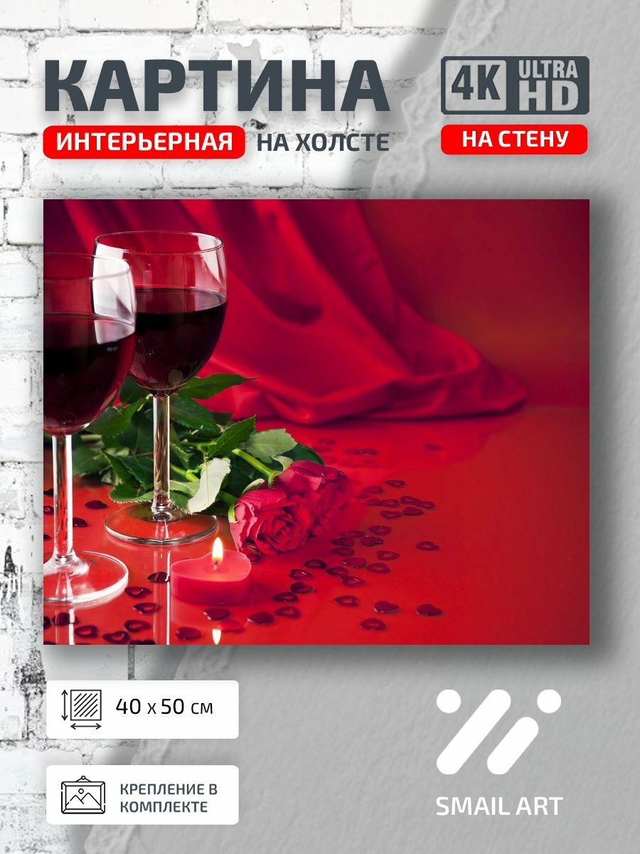 Картина на холсте интерьерная 40 на 50 на стену Бордовое Food для офиса кулинария интерьер