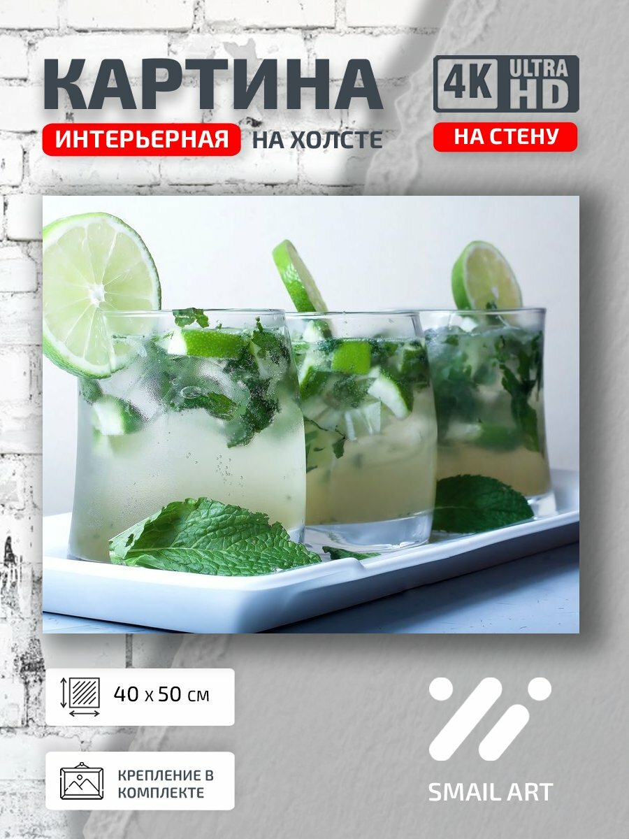 Картина на холсте интерьерная 40 на 50 на стену Лайм Food для офиса кулинария интерьер