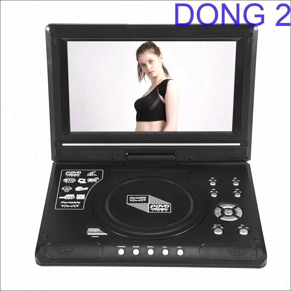 9,8-дюймовый портативный мобильный DVD с мини-телевизором, HD-плеером, встроенной аккумуляторной батареей, поддержкой SD-карты/USB-порта/DVD