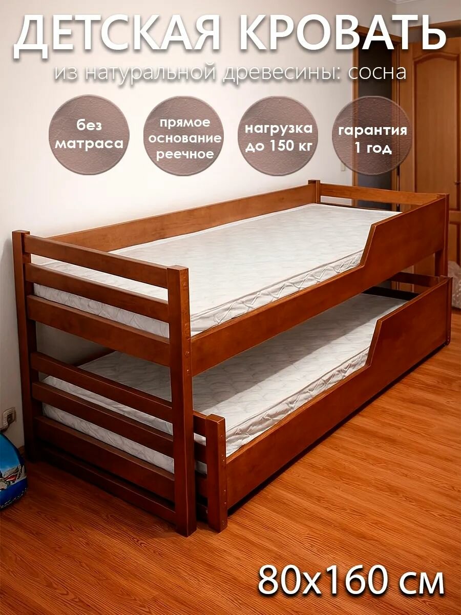 Детская двухъярусная выкатная кровать Ависанна 80x160