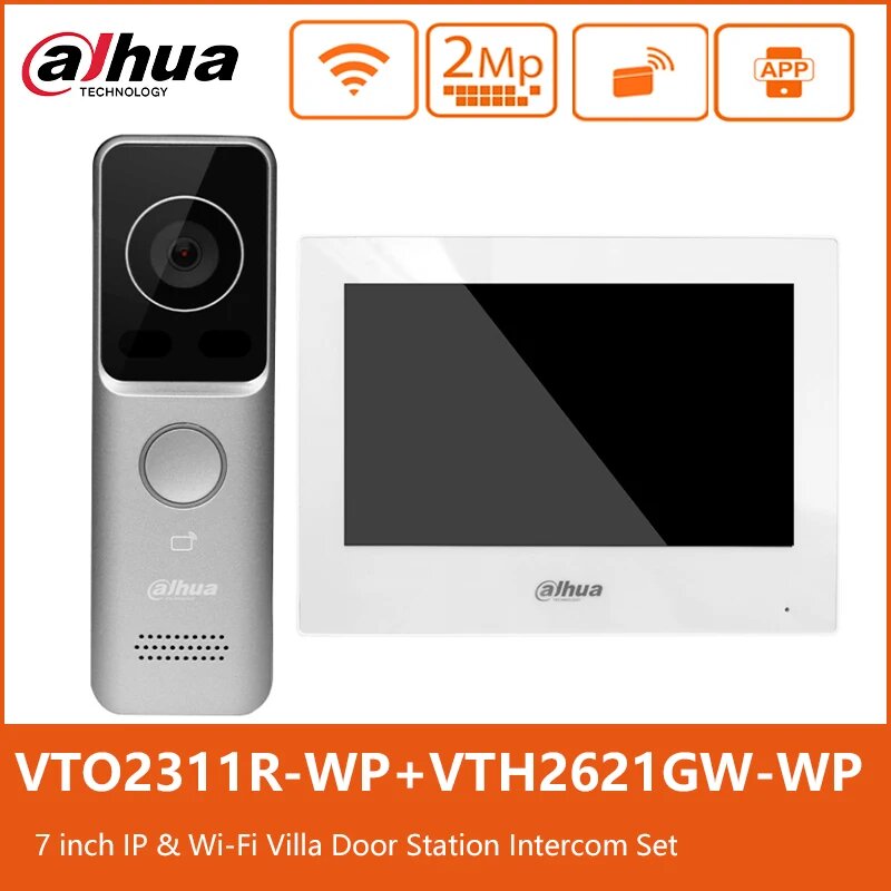 Dahua VTO2311R-WP VTH2621G-WP VTH2621GW-WP 7-дюймовый Wi-Fi IP-монитор White Set