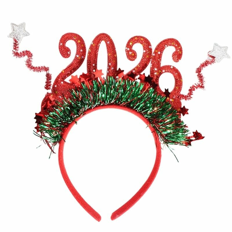 Повязка на голову в Рождественскую Полоску 2026 года-Красный