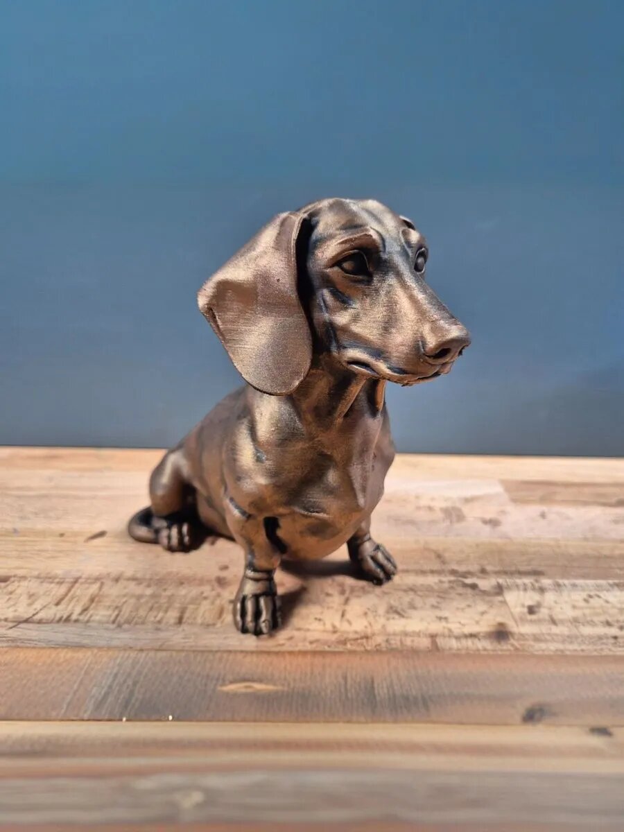 Ростовая статуэтка собаки-Такса (10см, коричневый металлик)